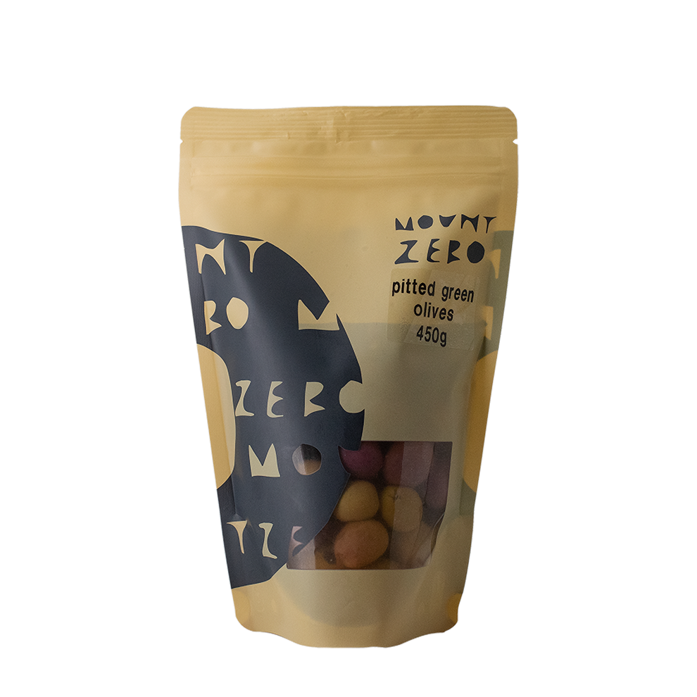 Pitted Green Olives Pouch – Mount Zero Olives