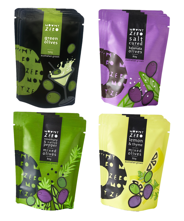 olive pouch mixed dozen pack – Mount Zero Olives